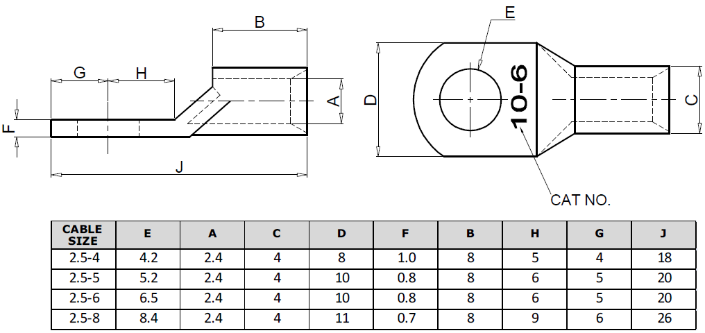 Copper Lug 2.5mm | Range of stud sizes | Australian Standard | On line ...
